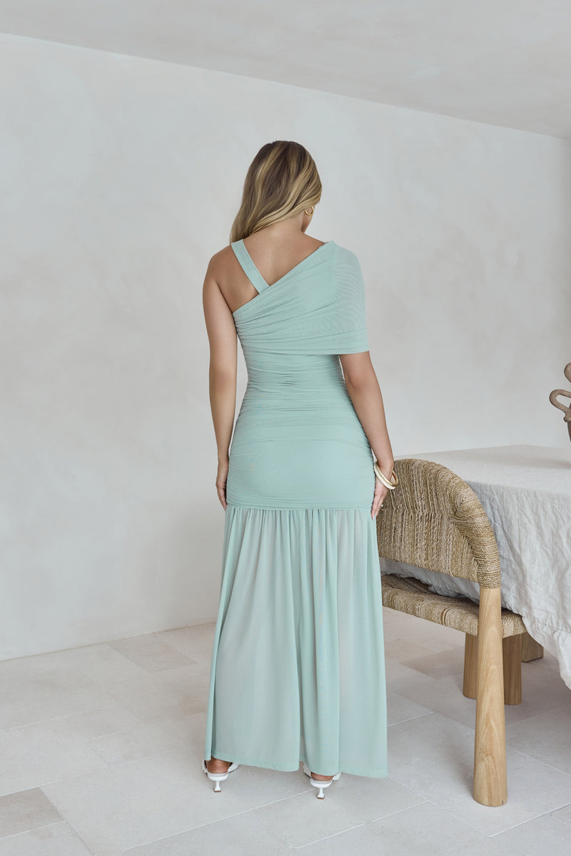 Caught In The Sunlight Mesh Maxi Dress Sage | Fortunate One