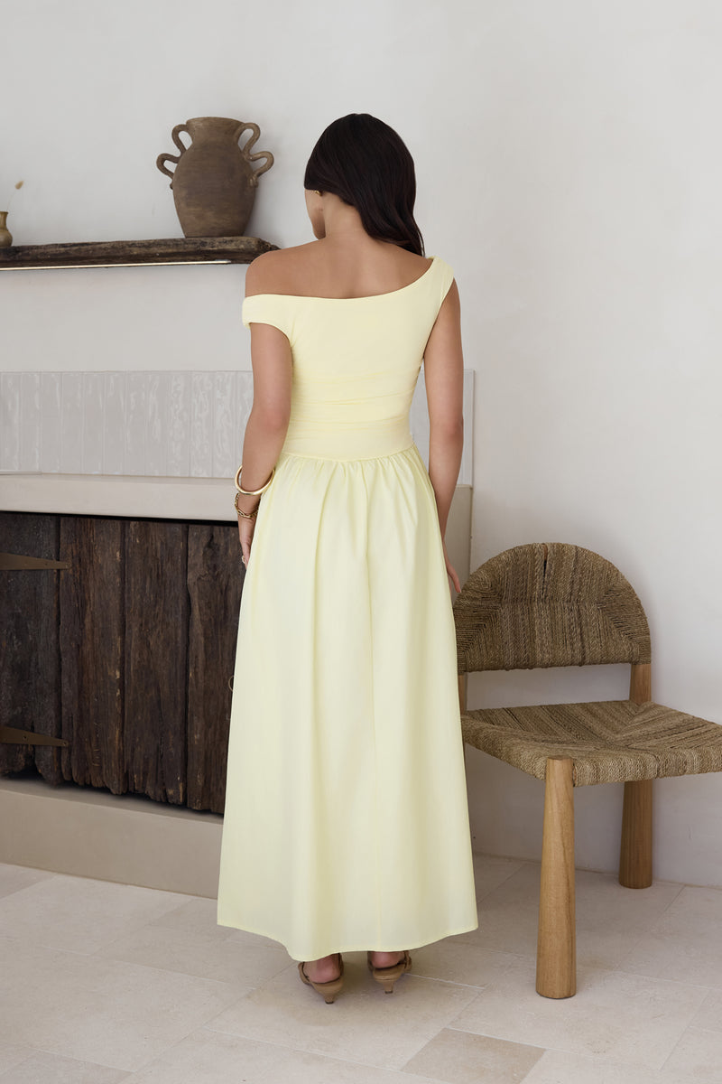 Days Of The Sun Off Shoulder Maxi Dress Yellow | Fortunate One