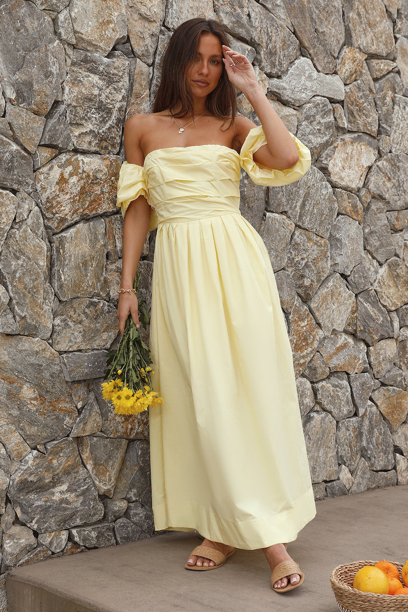 Bella Maxi Off-Shoulder Dress Yellow | Fortunate One