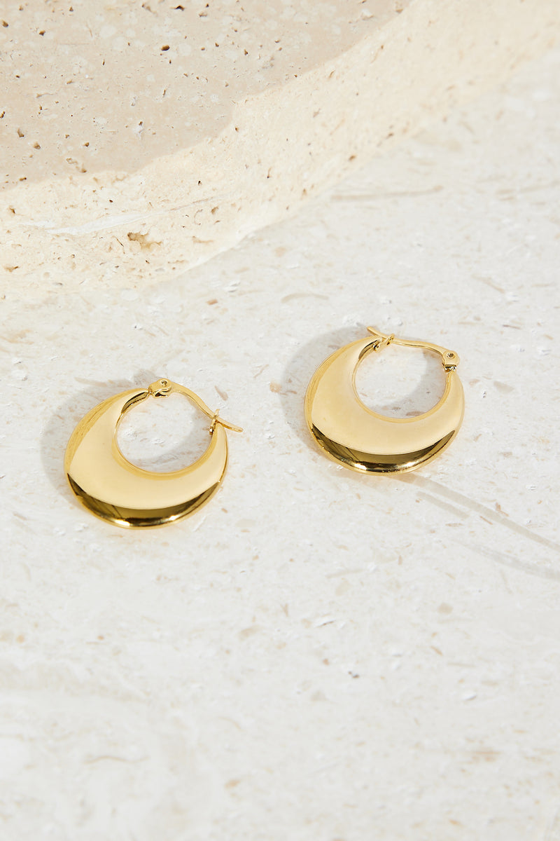 18k Gold Plated Slick Bun Hoop Earrings Gold | Fortunate One
