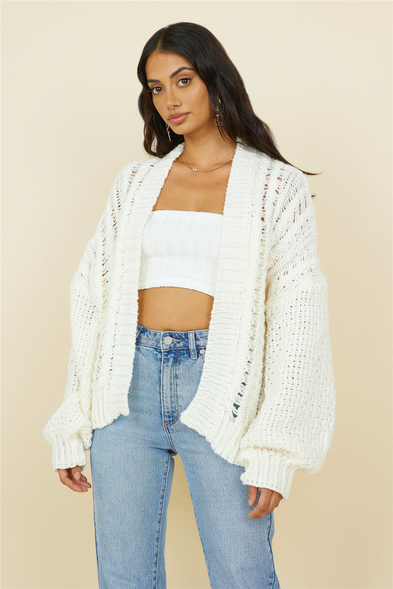 Shining Light Knit Cardigan Cream | Fortunate One