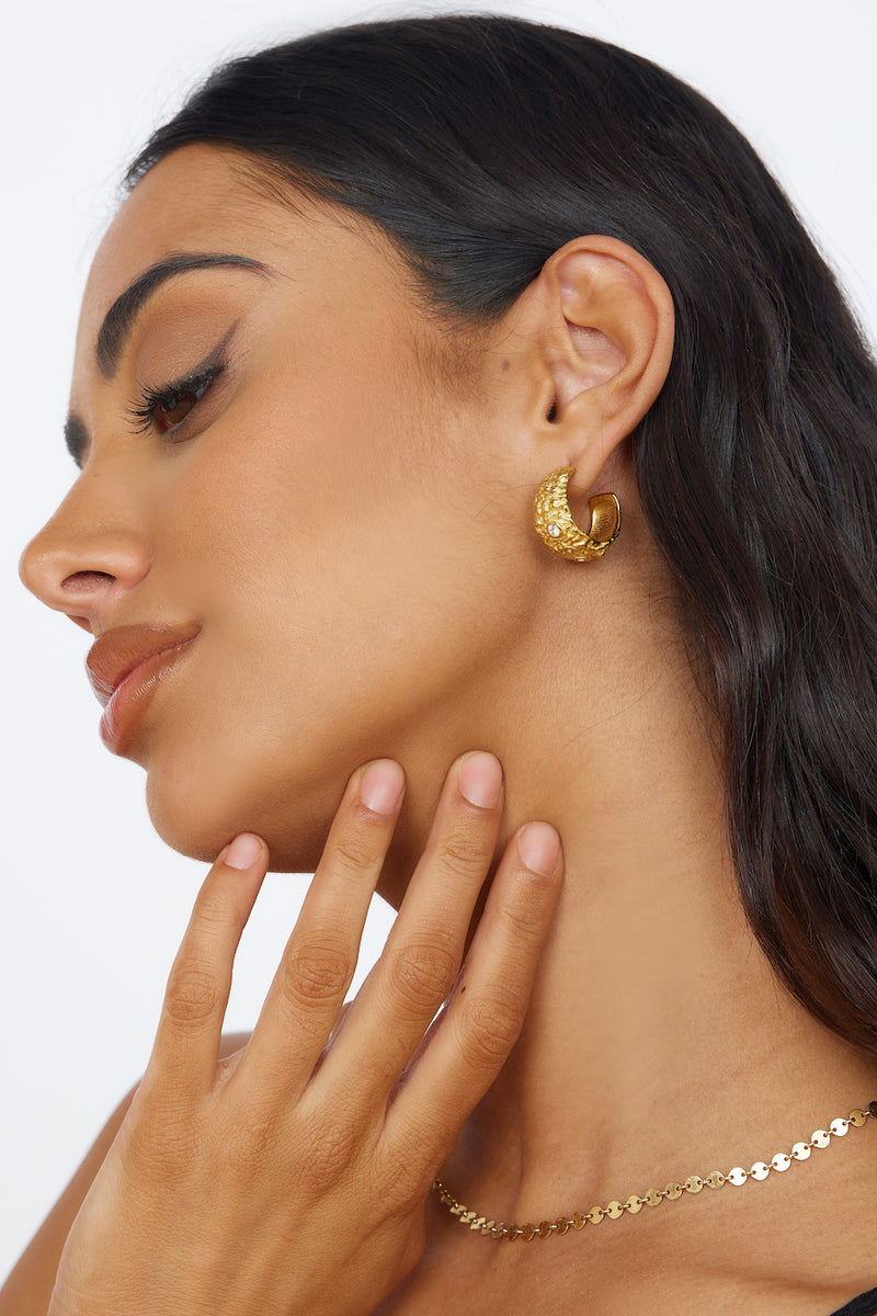 18k Gold Cliff Side Earrings Gold | Fortunate One