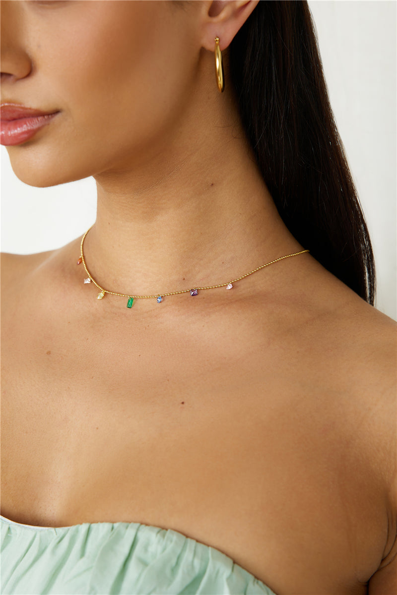 18k Gold Plated Rainbow Treasure Necklace Gold | Fortunate One